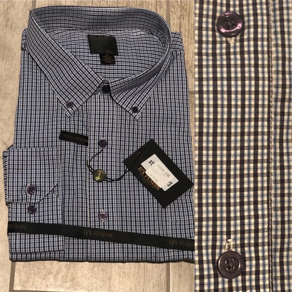 FX Fusion | Shirts | Fx Fusion Purpleblue Check Long Sleeve Shirt ...